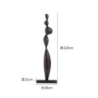 China 28×15×120cm Tall Wood Floor Sculpture  Black Abstract Sculpture for sale