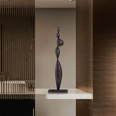 China 28×15×120cm Tall Wood Floor Sculpture  Black Abstract Sculpture for sale