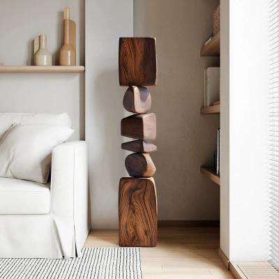 China Custom Modern Stacked Wooden Totem Sculpture Custom Abstract Floor Sculpture for sale