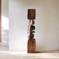 China Custom Modern Stacked Wooden Totem Sculpture Custom Abstract Floor Sculpture for sale