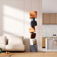 China Modern Floor Standing Wood Sculpture Stone Luxury Abstract Outdoor Sculpture for sale