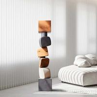 China Modern Floor Standing Wood Sculpture Stone Luxury Abstract Outdoor Sculpture for sale
