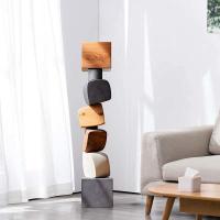 China Modern Floor Standing Wood Sculpture Stone Luxury Abstract Outdoor Sculpture for sale