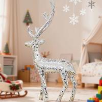 China Silver Mosaic Deer Sculpture Handcrafted Animal Statue For Interior Decoration for sale