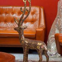 China Silver Mosaic Deer Sculpture Handcrafted Animal Statue For Interior Decoration for sale