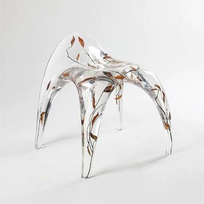 China Custom Art Chairs  Contemporary Clear Resin Chair Handmade Botanical Stool for sale