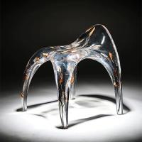 China Custom Art Chairs  Contemporary Clear Resin Chair Handmade Botanical Stool for sale