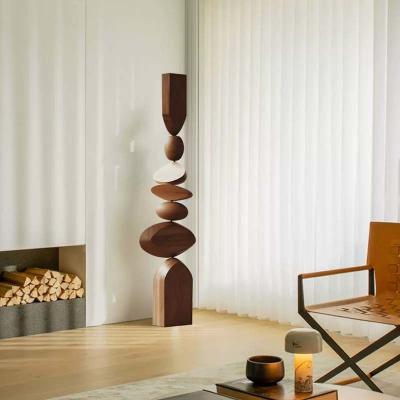 China Pebble Inspired Contemporary Sculpture Stacked Wooden Sculpture Floor Art Decor For Interiors for sale