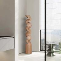 China Hand Carved Wooden Floor Sculpture Solid Wood Japandi  Abstract Art Sculpture for sale