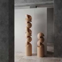 China Hand Carved Wooden Floor Sculpture Solid Wood Japandi  Abstract Art Sculpture for sale
