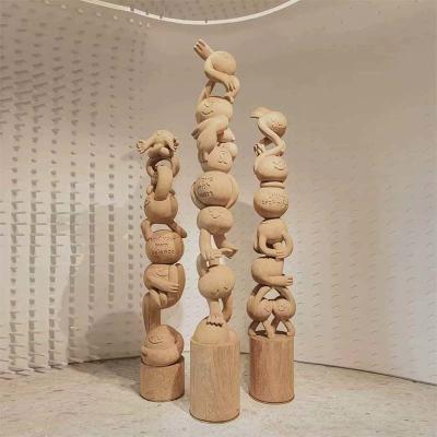 China Handmade Contemporary Sculpture Solid Wood Totem Abstract Human Figure Sculpture for sale