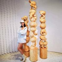 China Handmade Contemporary Sculpture Solid Wood Totem Abstract Human Figure Sculpture for sale
