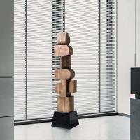 China Gallery Contemporary Sculpture Showroom Hotel Lobby Wood Geometric Sculpture for sale