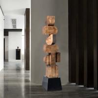 China Gallery Contemporary Sculpture Showroom Hotel Lobby Wood Geometric Sculpture for sale