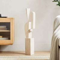 China ISO Geometric Wooden Sculpture Minimalist Human Form Statue Art For Living Room for sale