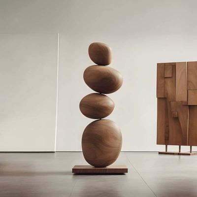 China Modern Hanging Art Piece Custom Size Smooth Sanded Wood Sculpture Abstract for sale