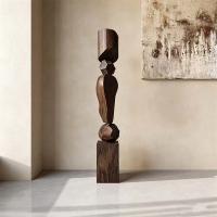 China Luxury Interiors Contemporary Sculpture Dark Wood Oem Geometric Wood Sculpture for sale