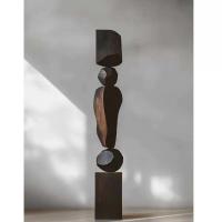 China Luxury Interiors Contemporary Sculpture Dark Wood Oem Geometric Wood Sculpture for sale