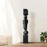 China Luxury Interiors Contemporary Sculpture Dark Wood Oem Geometric Wood Sculpture for sale
