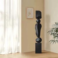 China Luxury Interiors Contemporary Sculpture Dark Wood Oem Geometric Wood Sculpture for sale