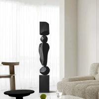 China Luxury Interiors Contemporary Sculpture Dark Wood Oem Geometric Wood Sculpture for sale