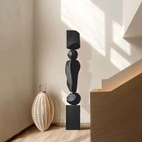 China Luxury Interiors Contemporary Sculpture Dark Wood Oem Geometric Wood Sculpture for sale