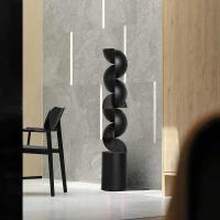 China Modern Black Contemporary Sculpture CNC Carved Hotel Geometric Abstract Wood Sculpture for sale