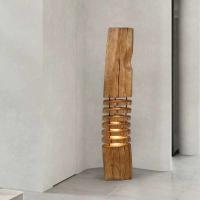 China Wooden Sculptural Floor Lamp with Adjustable LED Light, Handmade Decorative Lighting for sale