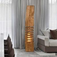 China Wooden Sculptural Floor Lamp with Adjustable LED Light, Handmade Decorative Lighting for sale