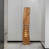 China Wooden Sculptural Floor Lamp with Adjustable LED Light, Handmade Decorative Lighting for sale