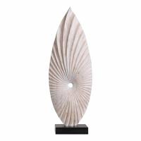 China Handcrafted Contemporary Sculpture Leaf Shaped Modern Decorative Wooden Sculpture for sale