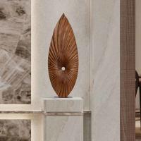 China Handcrafted Contemporary Sculpture Leaf Shaped Modern Decorative Wooden Sculpture for sale
