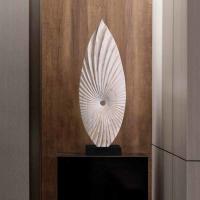 China Handcrafted Contemporary Sculpture Leaf Shaped Modern Decorative Wooden Sculpture for sale