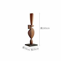 China Handcrafted Floor Standing Sculptures Geometric Interior Modern Abstract Wood Sculpture for sale