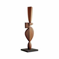 China Handcrafted Floor Standing Sculptures Geometric Interior Modern Abstract Wood Sculpture for sale