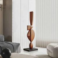 China Handcrafted Floor Standing Sculptures Geometric Interior Modern Abstract Wood Sculpture for sale