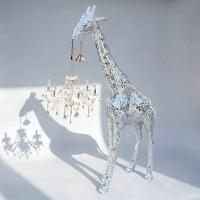 China Floor Lamp Mosaic Art Silver Giraffe Statue Sculpture Animal Decor For Luxury Interiors for sale