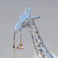 China Floor Lamp Mosaic Art Silver Giraffe Statue Sculpture Animal Decor For Luxury Interiors for sale