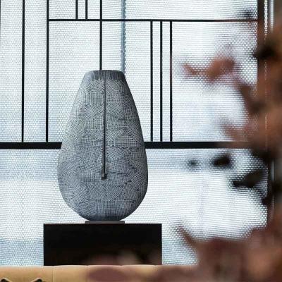 China CNC Carved Abstract Sculptures Wood Sculpture With Custom Base for sale