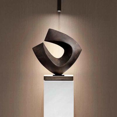 China Modern Abstract Wood Wall Sculpture Carved Texture Contemporary Wood Sculpture for sale