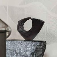 China Modern Abstract Wood Wall Sculpture Carved Texture Contemporary Wood Sculpture for sale