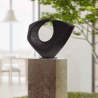 China Modern Abstract Wood Wall Sculpture Carved Texture Contemporary Wood Sculpture for sale
