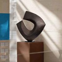China Modern Abstract Wood Wall Sculpture Carved Texture Contemporary Wood Sculpture for sale