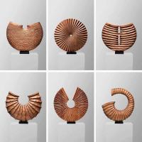 China Custom Abstract Sculptures Carved Wood Sculpture Abstract Textured Wood Art Decor for sale