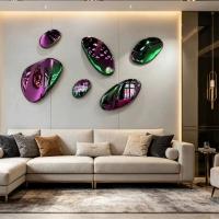 China Custom Pebble Wall Art Sculptures Abstract Fiberglass  Metal Electroplated Finish for sale