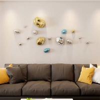 China Custom Pebble Wall Art Sculptures Abstract Fiberglass  Metal Electroplated Finish for sale