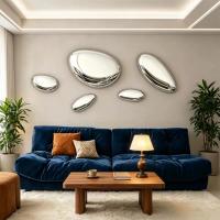 China Custom Pebble Wall Art Sculptures Abstract Fiberglass  Metal Electroplated Finish for sale