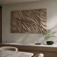 China Large CNC Abstract Wood Wall Sculpture Art Panels Carved  Custom Size for sale