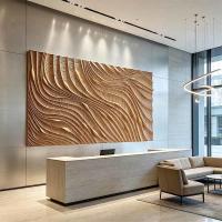 China Large CNC Abstract Wood Wall Sculpture Art Panels Carved  Custom Size for sale