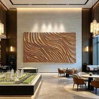 China Large CNC Abstract Wood Wall Sculpture Art Panels Carved  Custom Size for sale